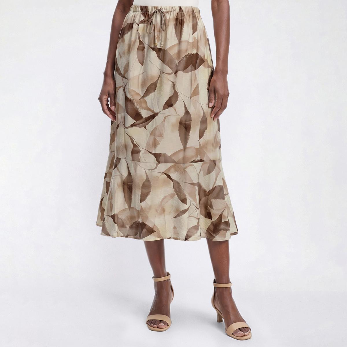 Click here for Womens Soho Apparel Leaf Abstract Midi Skirt prices